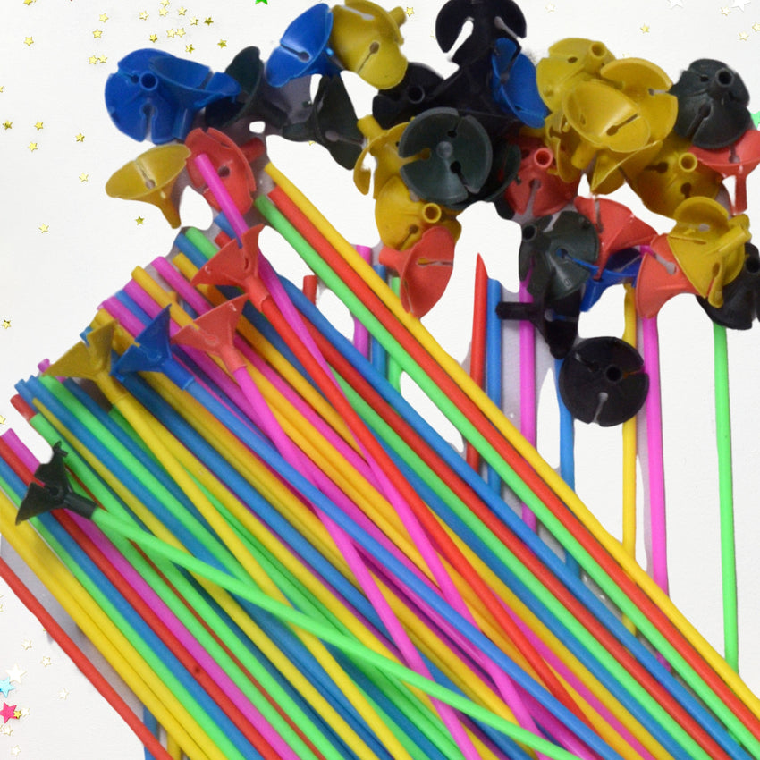 Balloon Sticks & Base Multicolor - 50 / Pack – Party-Anthem.com